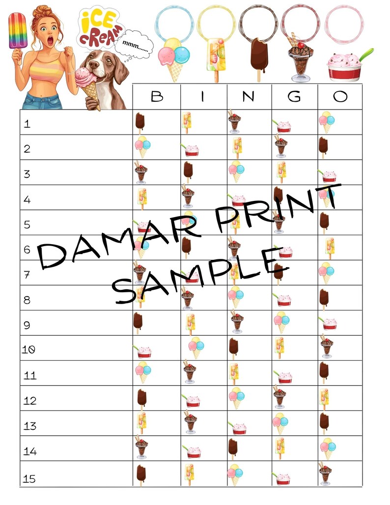 Ice Cream Printable Bingo Boards-instant Download -summer Bingo Boards ...