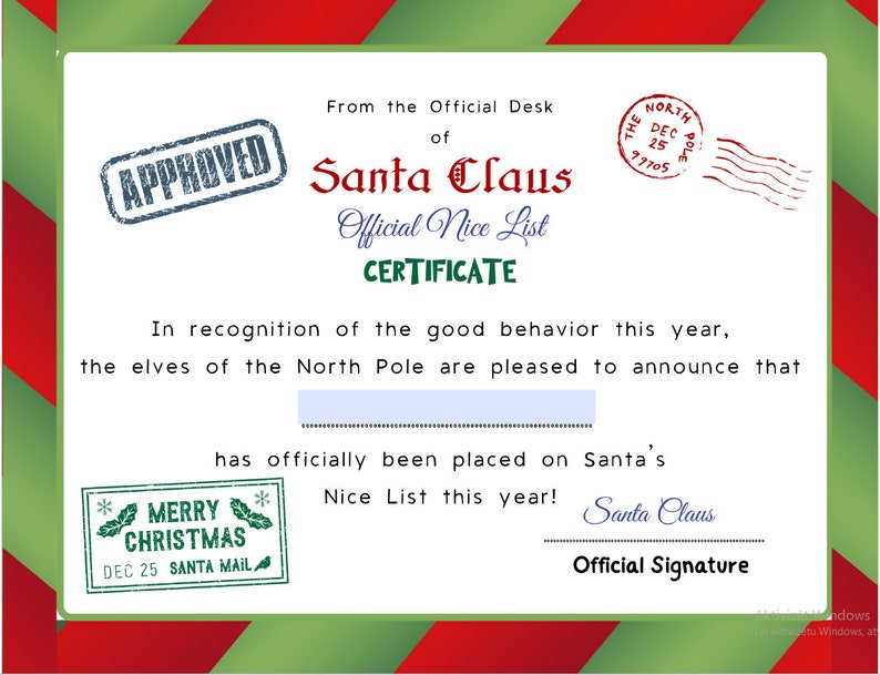 Letter to Santa Claus-printable Editable Nice List Certificate Bundle ...