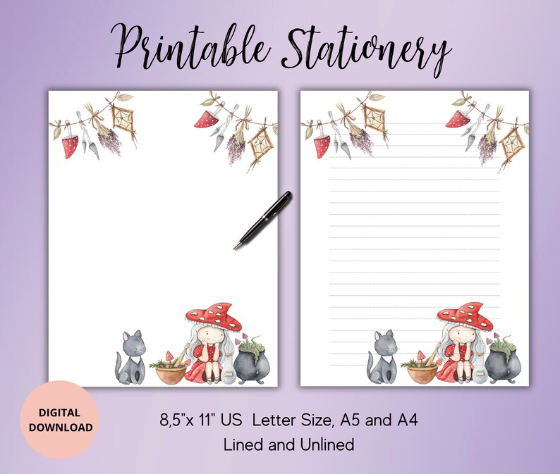 Witches Printable Stationery-halloween Stationery,kids Stationary ...