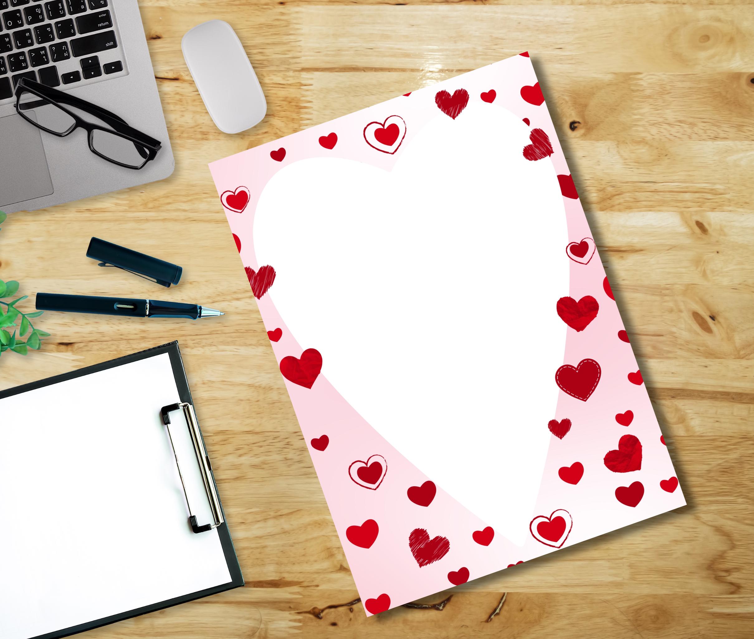 Hearts Printable Stationery-valentine's Day Printable Writing Paper ...