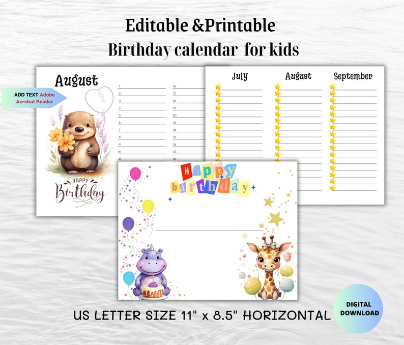 Classroom Monthly Birthday Chart-editable Printable Birthday Chart ...