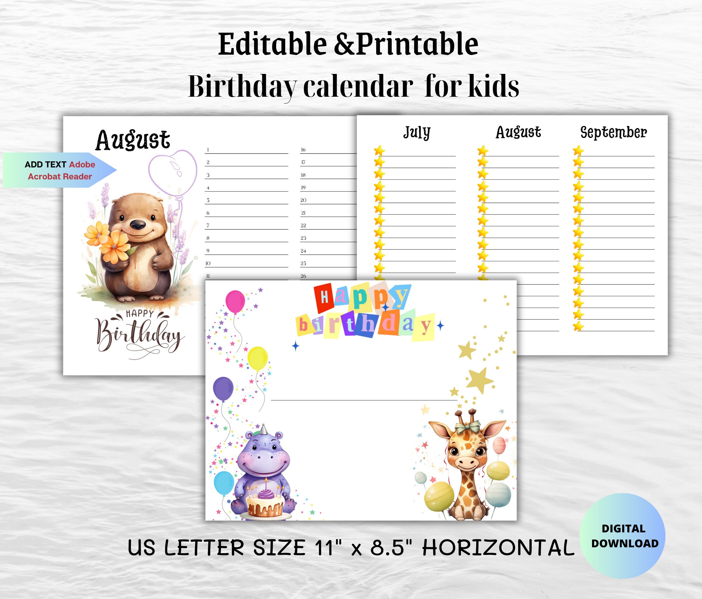 Classroom Monthly Birthday Chart-editable Printable Birthday Chart ...