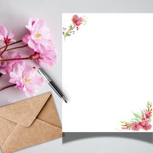 Watercolor Flower Printable Sttaionery-flower Writing Paper Set A4/A5 ...