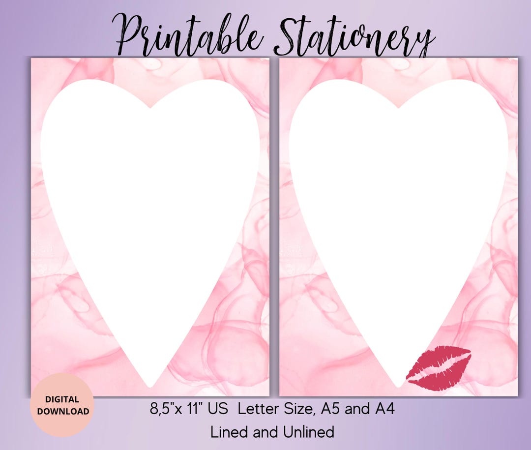 Hearts Printable Stationery-valentine's Day Printable Writing Paper ...
