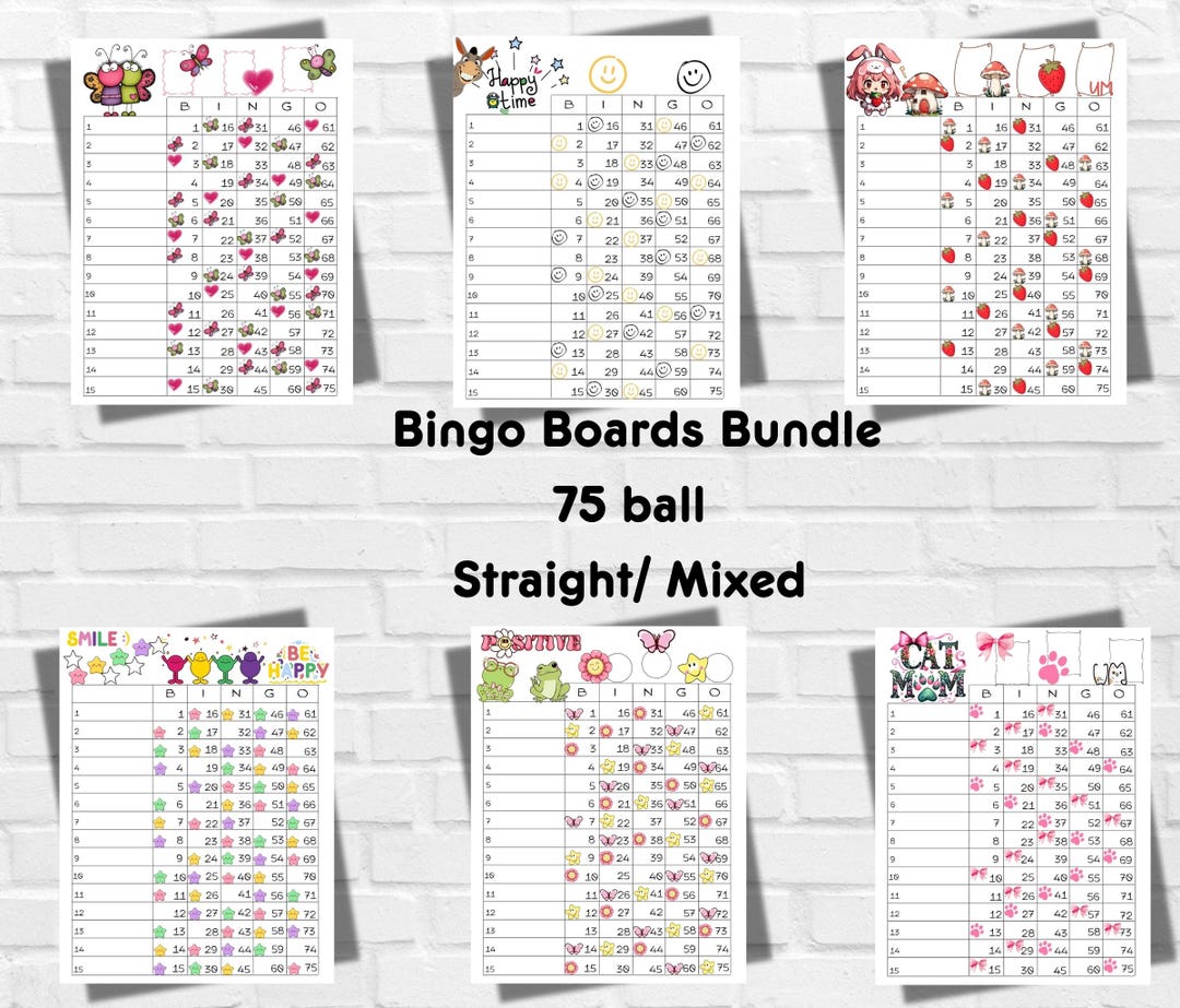 Printable Bingo Boards Bundle -instant Download - Bingo Boards ...