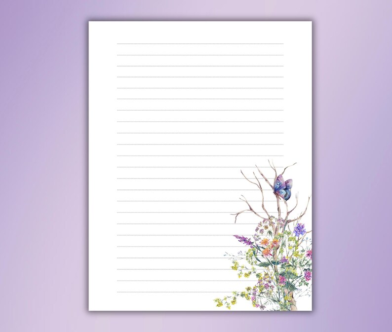 Wildflower Printable Stationery-flower Printable Writing Paper Set ...