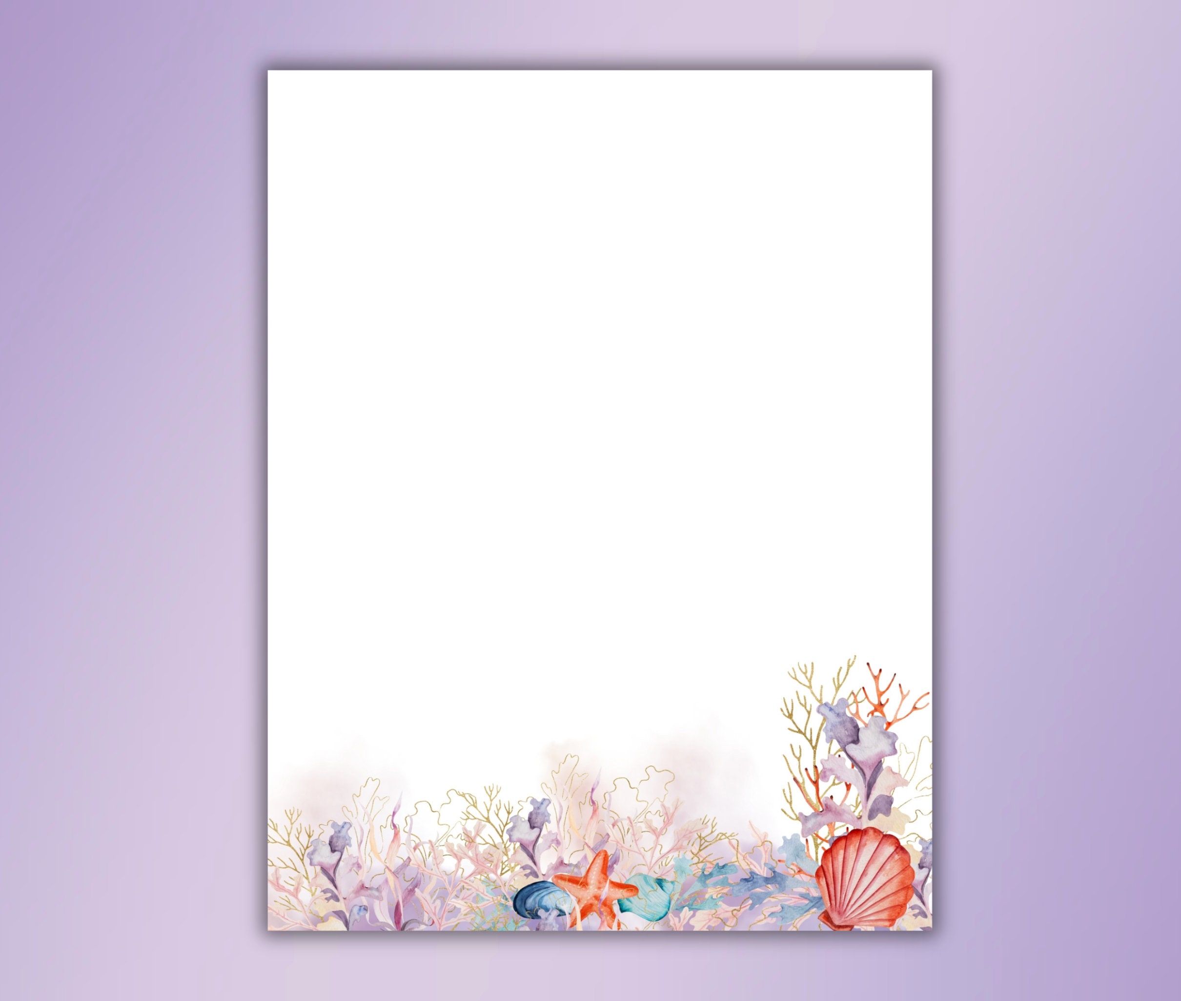 Undersea World Printable Stationery- Sea Marine Ocean Writing Set-watercolor Writing Paper A4/A5 ...