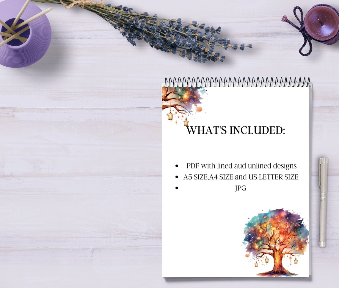 Autumn Tree Printable Stationary-watercolor Tree Digital Letter-tree ...