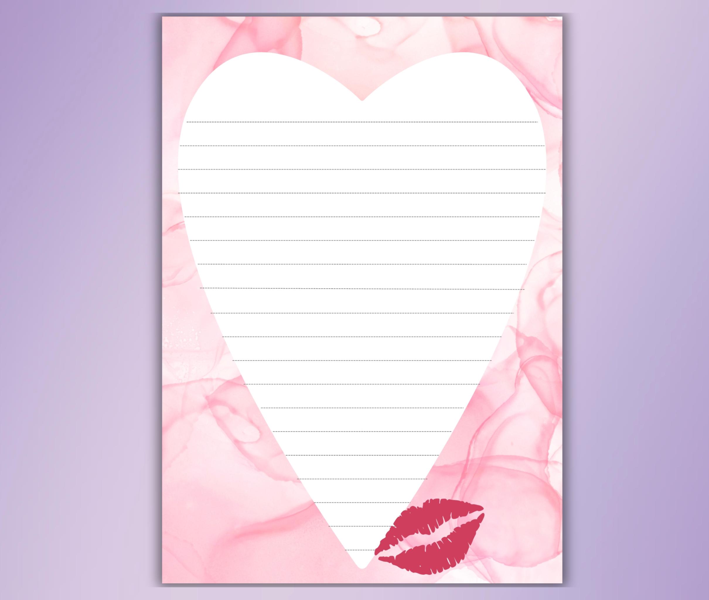 Hearts Printable Stationery-valentine's Day Printable Writing Paper ...