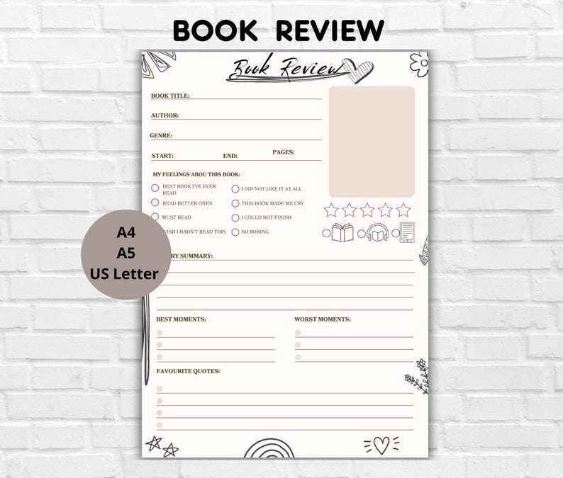 Printable Book Review Template-printable Reading Journal- Book Tracker ...