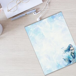 Watercolor Mermaid Printable Stationery-marine Writing Paper Set A4/A5 ...