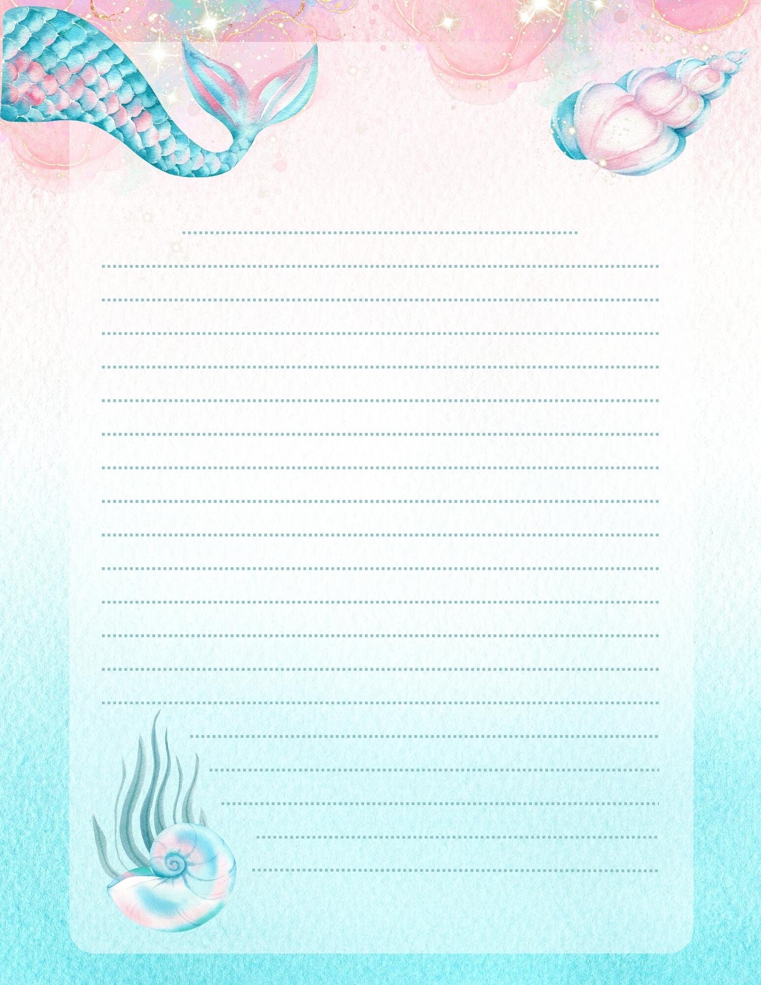 Printable Mermaid Letter Writing Paper Setmermaid - Etsy