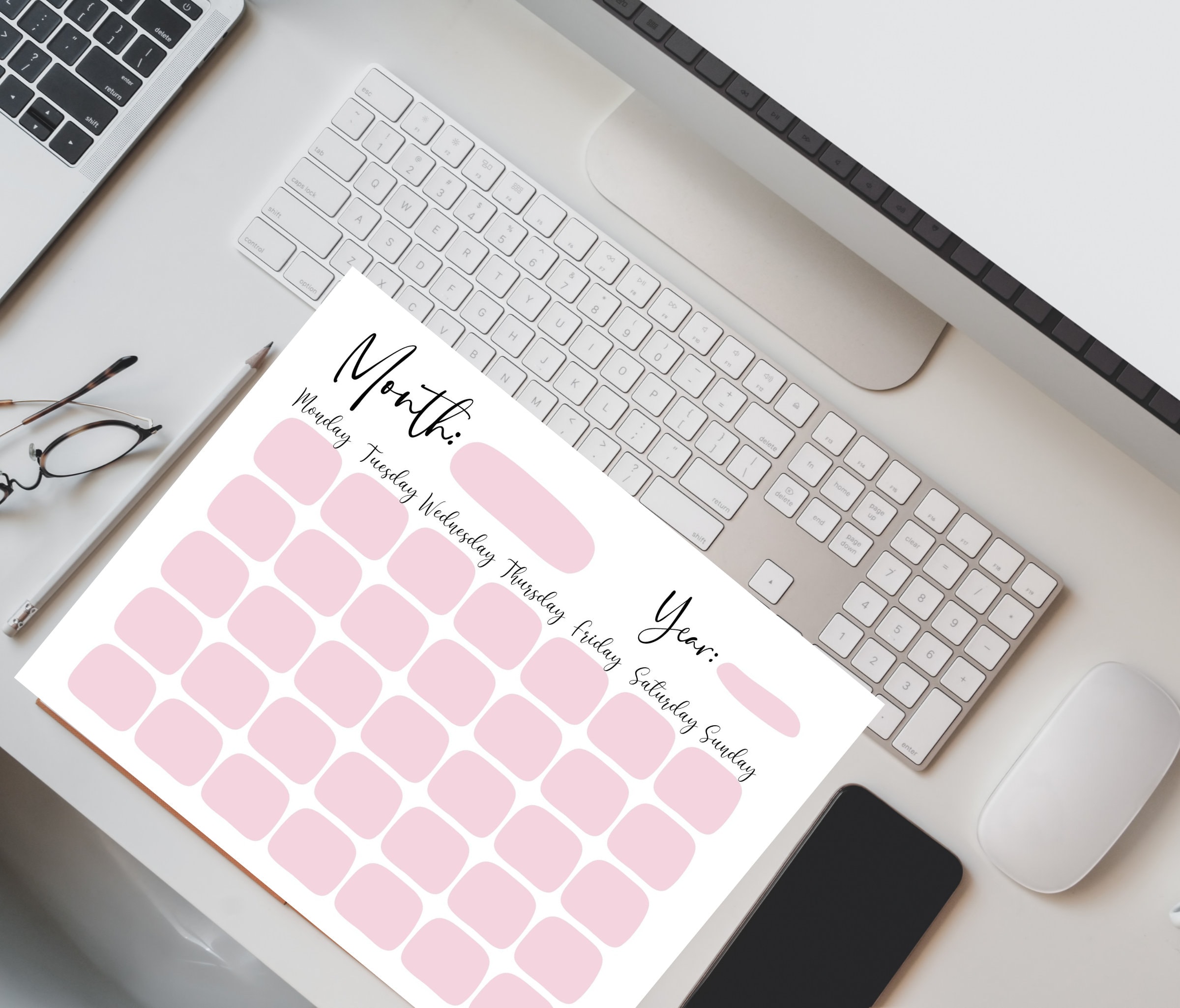 Open Calendar Landscape-blank Month Calendar-printable Editable ...