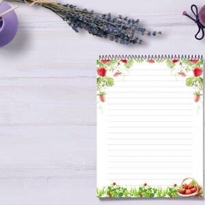 Strawberry Printable Stationery-flower Pen Pal Supplies-summer Writing ...