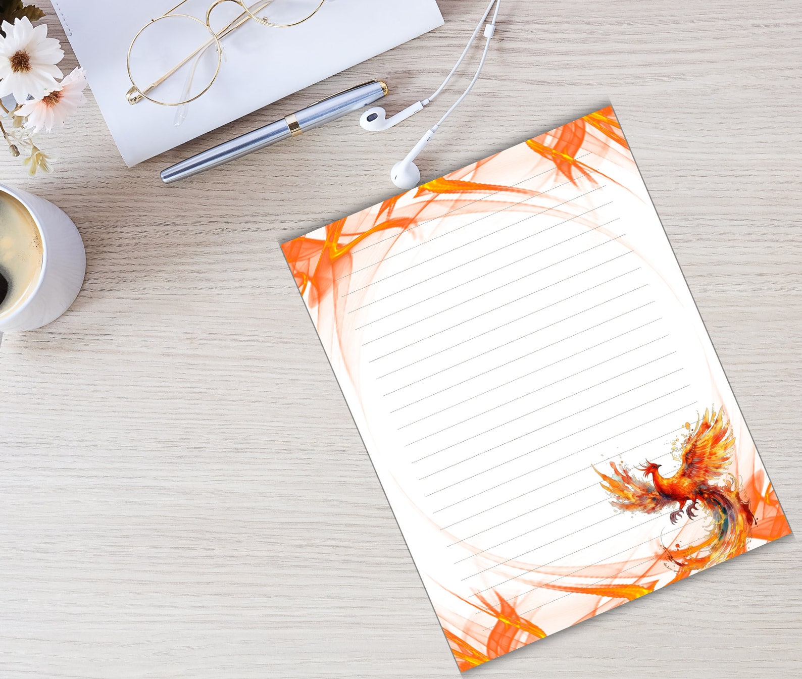 Phoenix Printable Stationery-bird Printable Stationary Sets- Digital ...