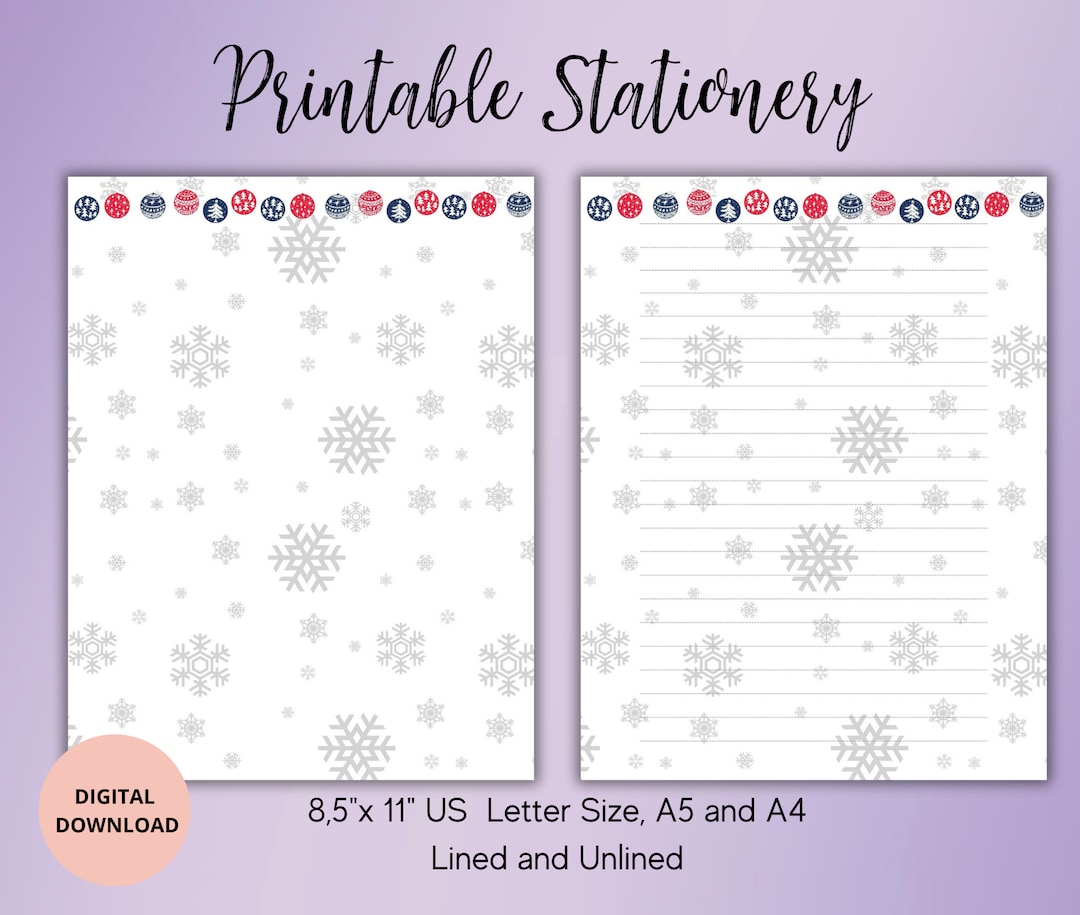 Christmas Ornament Printable Stationery Snowflake Letter Writing Set A5 ...