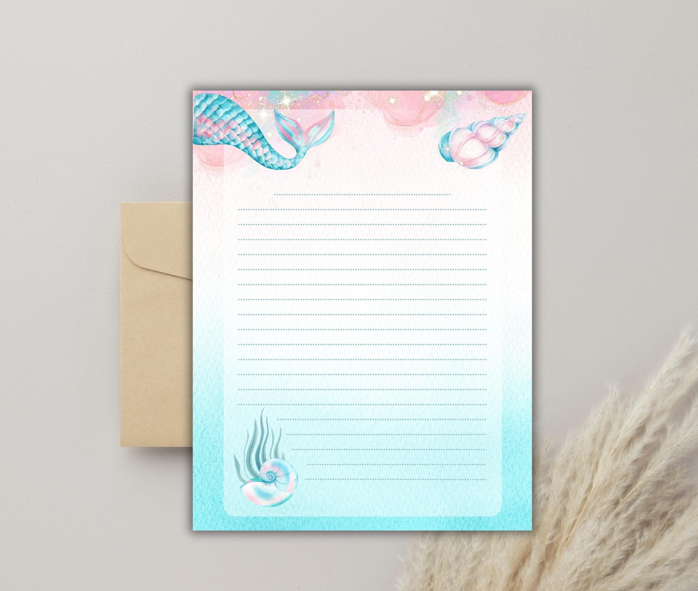 Printable Mermaid Letter Writing Paper Set,mermaid Stationery,marine ...