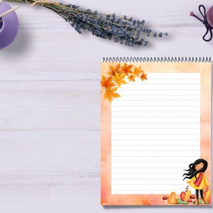 Autumn Fall Printable Stationery-autumn Girl Writing Paper Set Lined ...