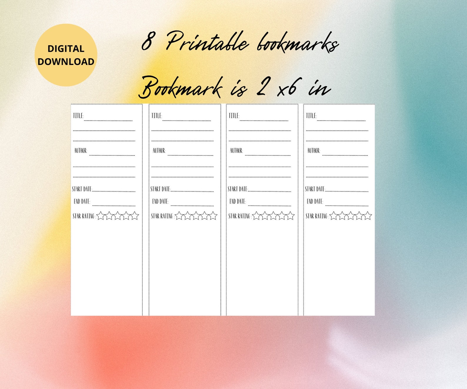 Printable Reading List Bookmark,reading Tracker,digital Download ...