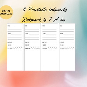 Printable Reading List Bookmark,reading Tracker,digital Download ...