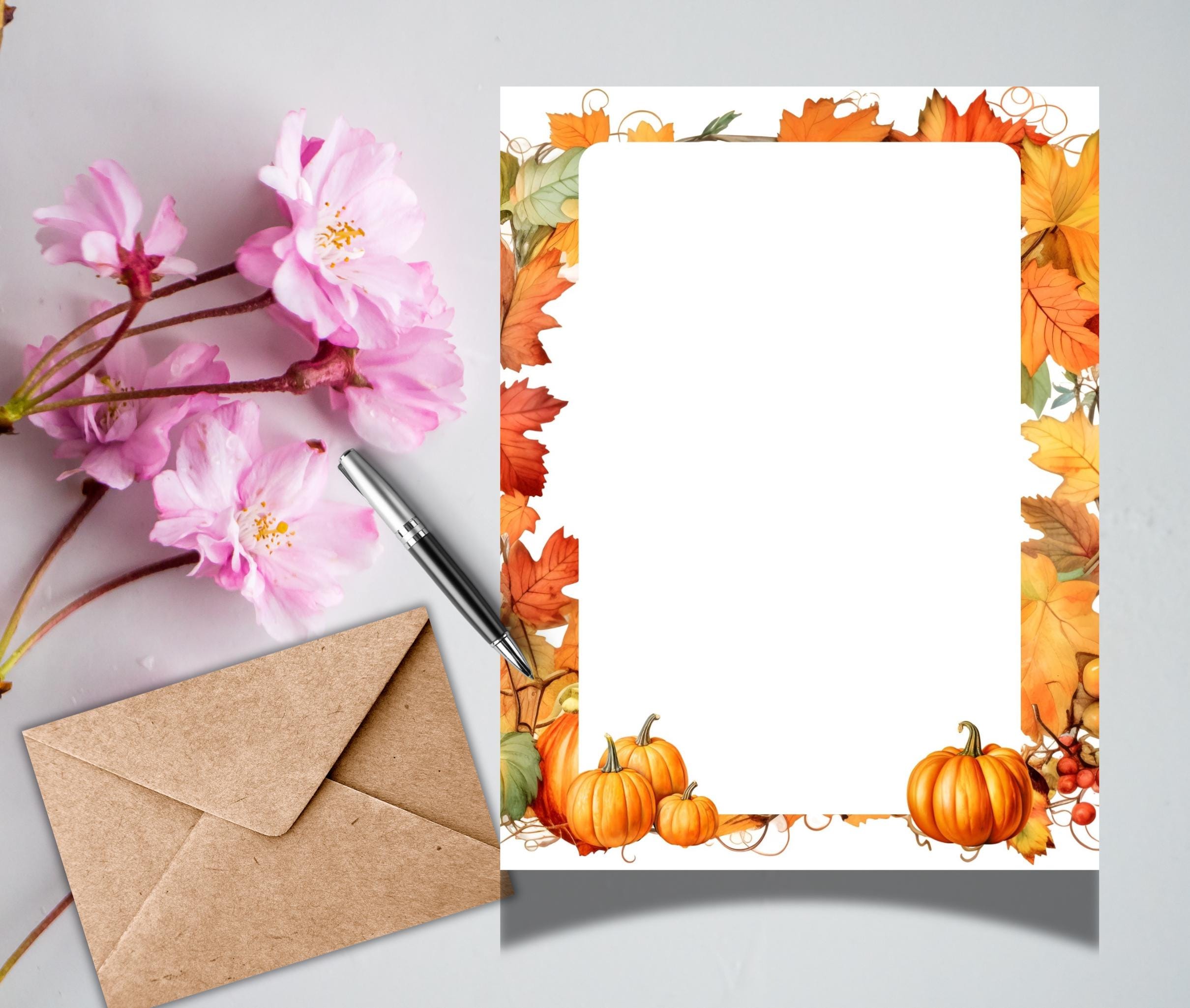 Fall Pumpkins Printable Stationery,autumn Printable Stationery ...