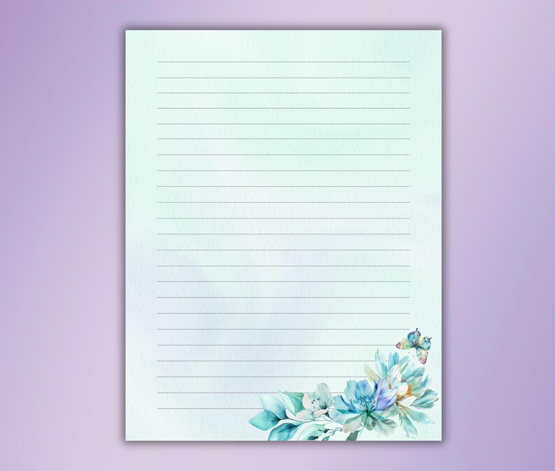 Watercolor Flower Stationery Set-flower Writing Paper Unlined Lined A4 ...