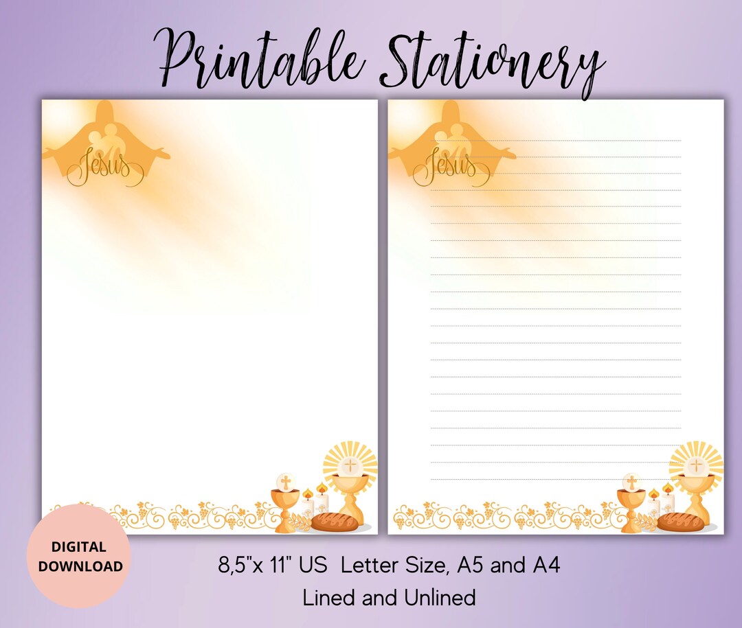 Bible Study-christian Religious Printable Stationery Set Lined Unlined ...