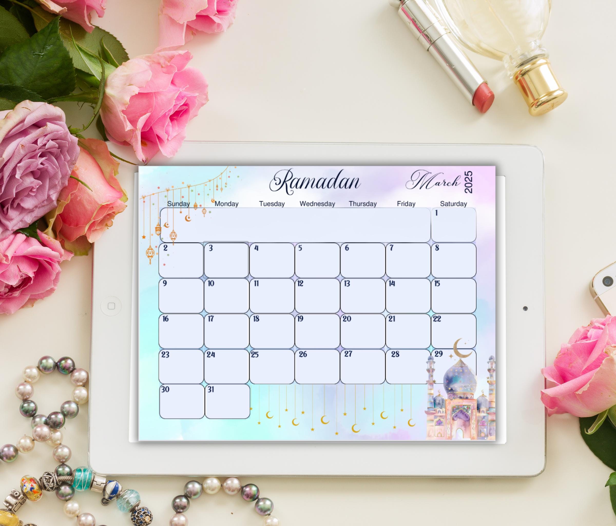 Ramadan Editable Calendar-march 2025 Islamic Muslim Printable Monthly ...