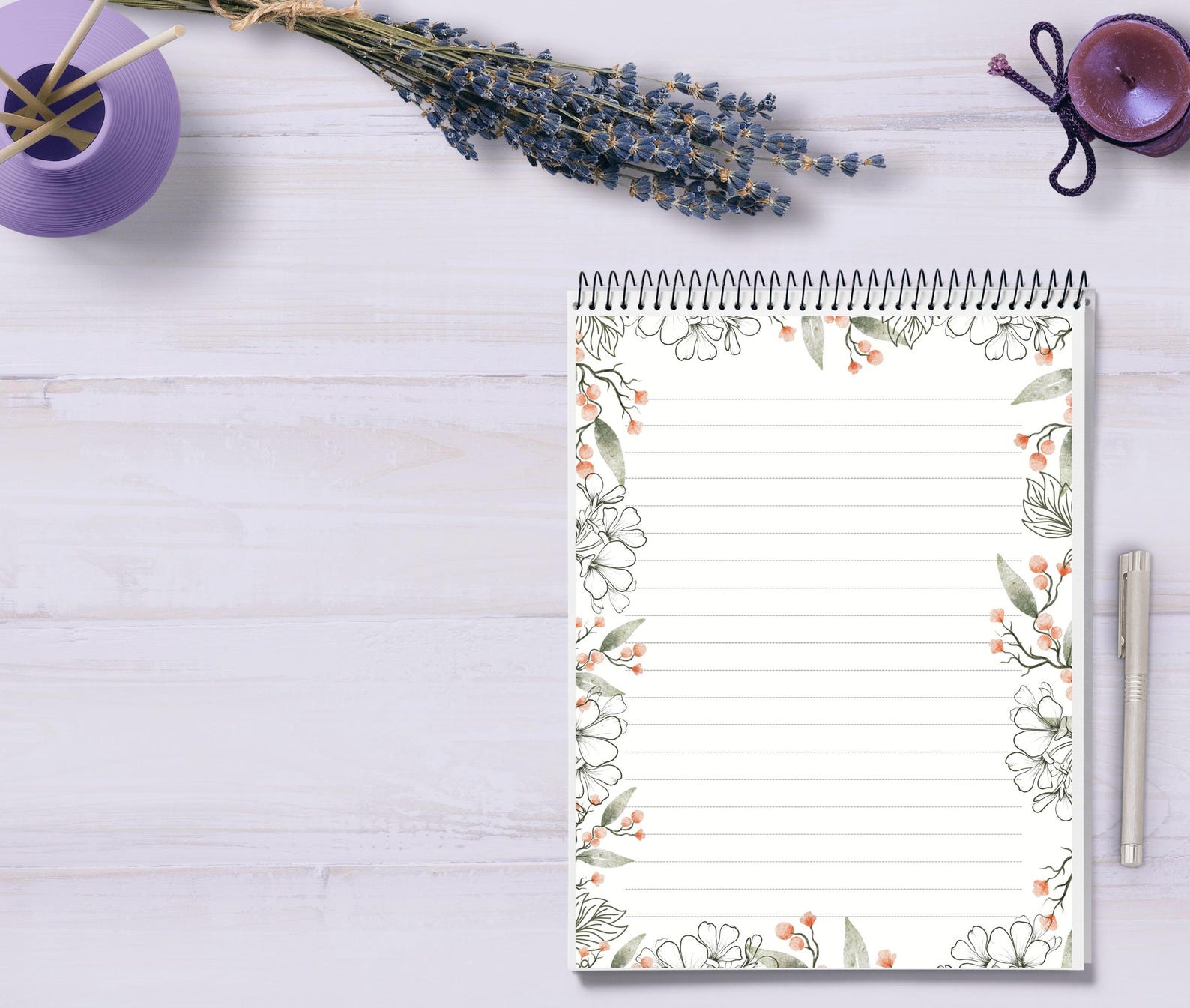 Flower Printable Stationery-flower Writing Paper Lined Unlined A4/A5/US ...