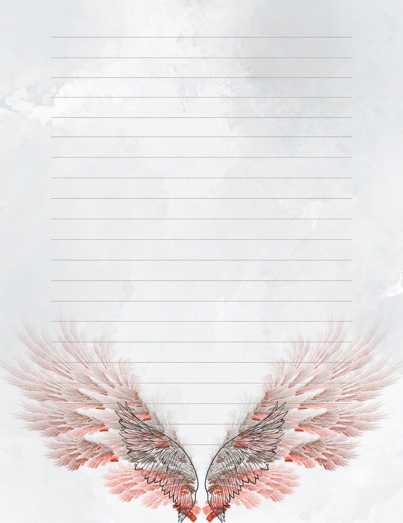 Angel Wings Printable Stationery-watercolor Wings Writing Paper Set ...