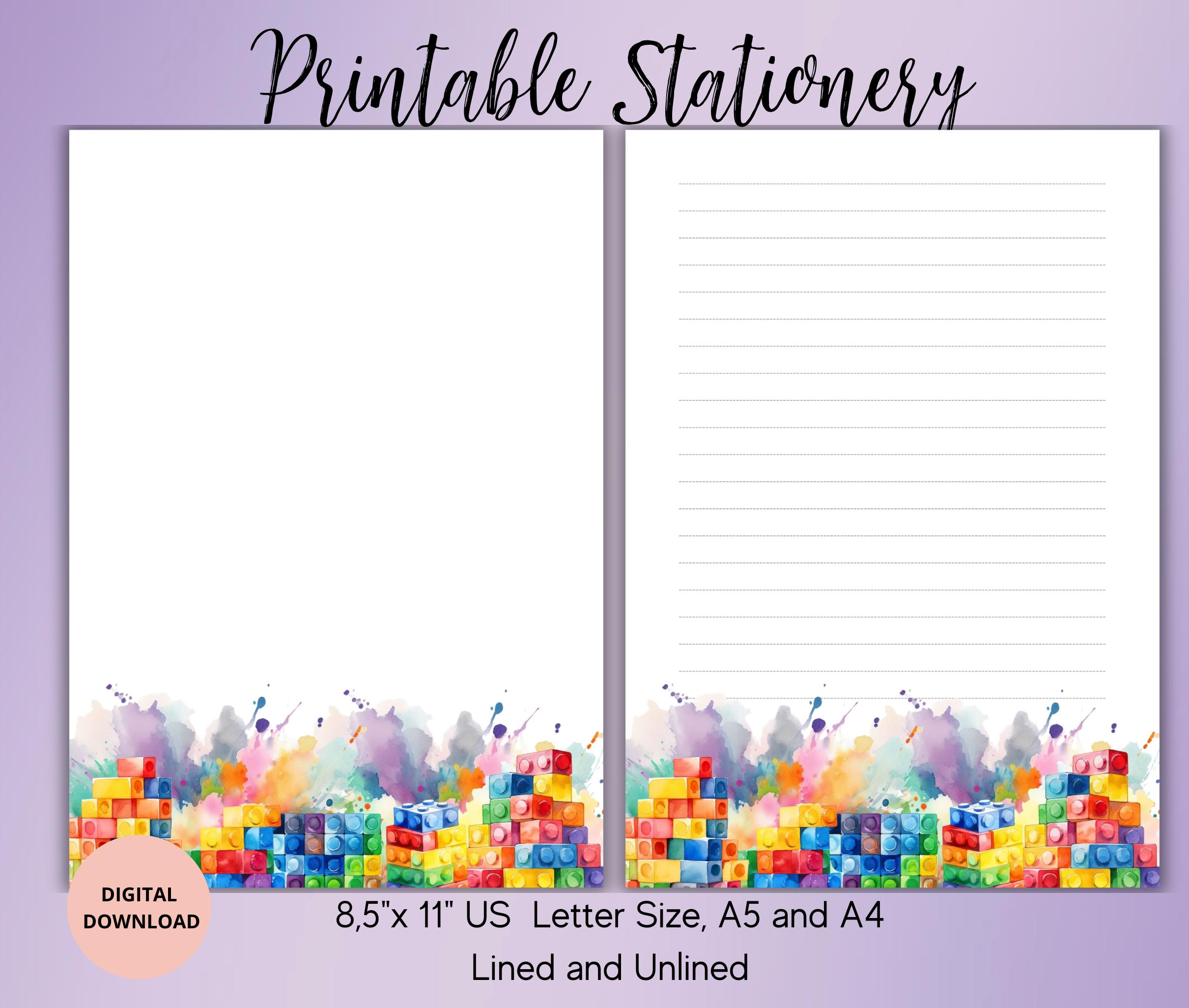 Colorful Blocks Printable Stationery-writing Paper Unlined Lined A5/A4 ...