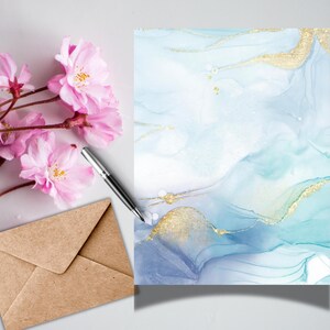 Blue Watercolor Printable Stationery-watercolor Writing Paper Set Lined ...