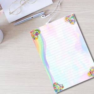 Watercolor Rainbow Hearts Printable Stationery-hearts Printable Writing ...