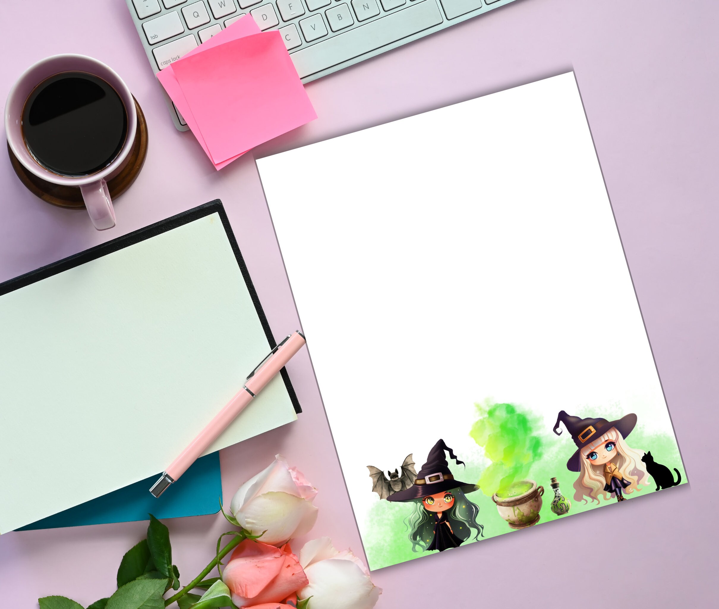 Cute Halloween Witches Printable Stationary-halloween Writing Paper Set ...