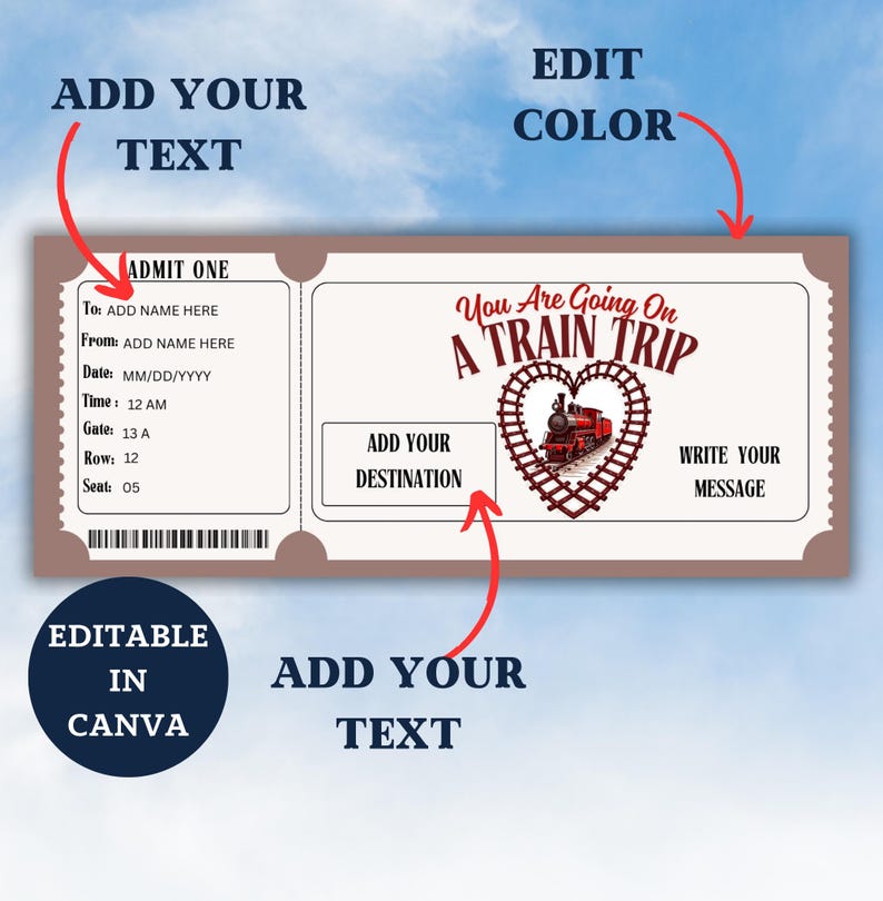 Editable Train Ticket Template-printable Train Ticket Template-travel ...