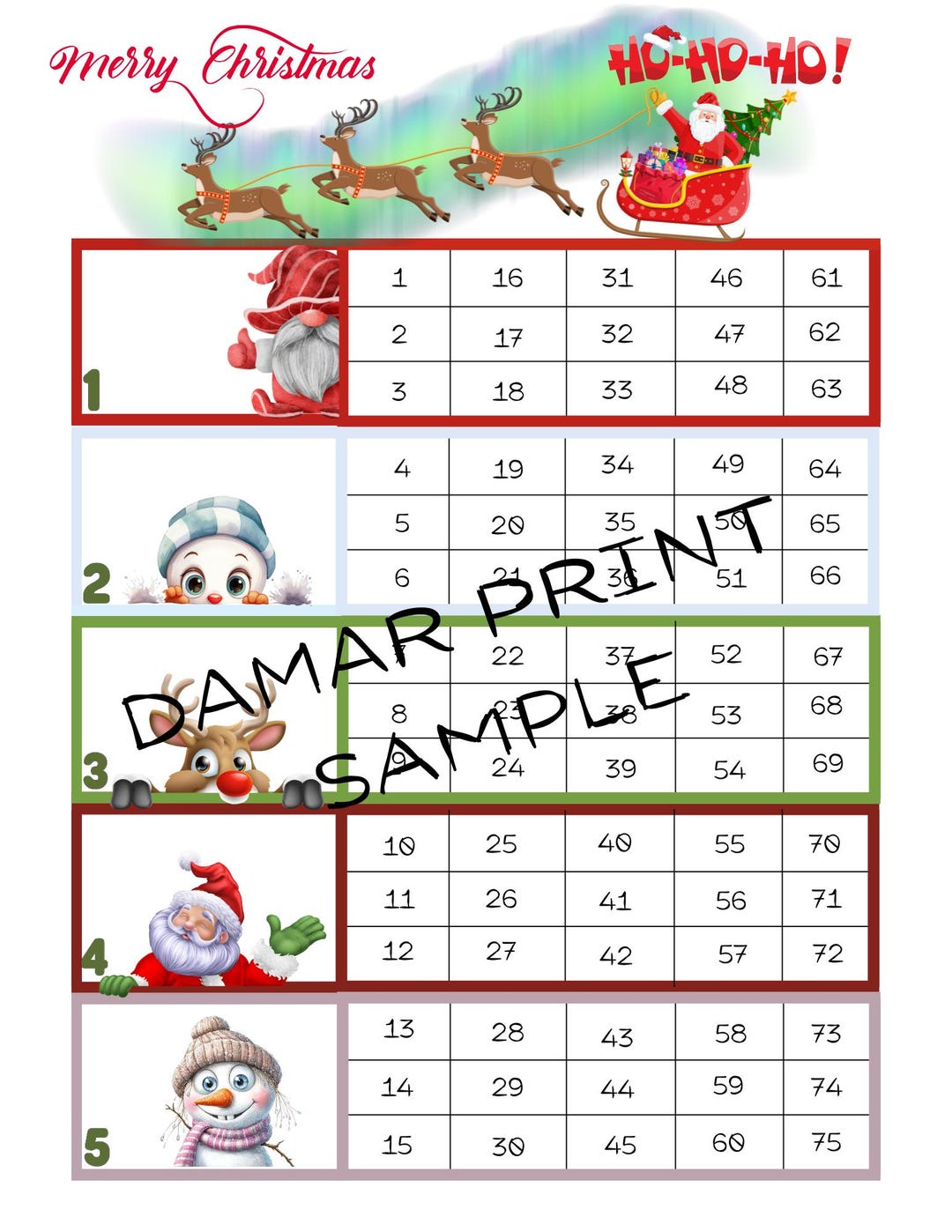 Christmas Bingo Boards - Instant Download -printable Winter Bingo ...