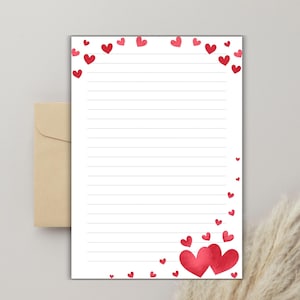 Heart Printable Stationery-valentine's Day Printable Writing Paper ...