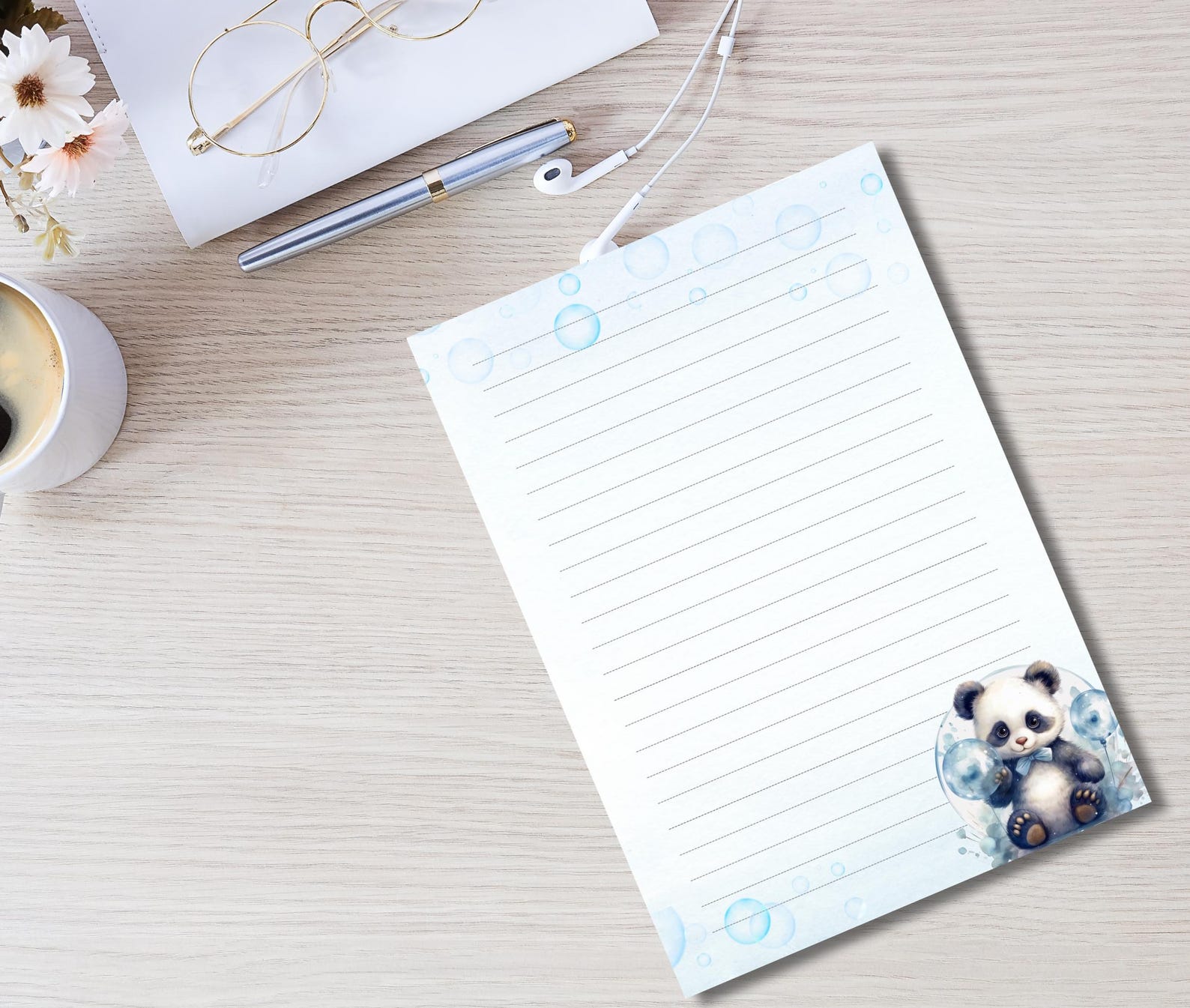 Cute Panda Printable Stationery-kids Stationary-animal Writing Paper ...