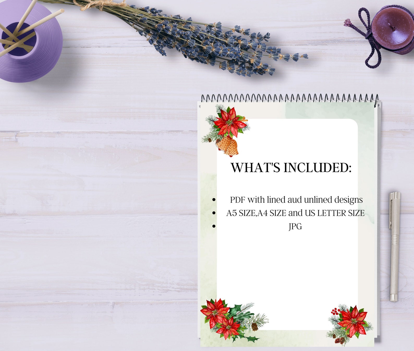 Christmas Poinsettia Printable Stationery-christmas Flower Writing ...