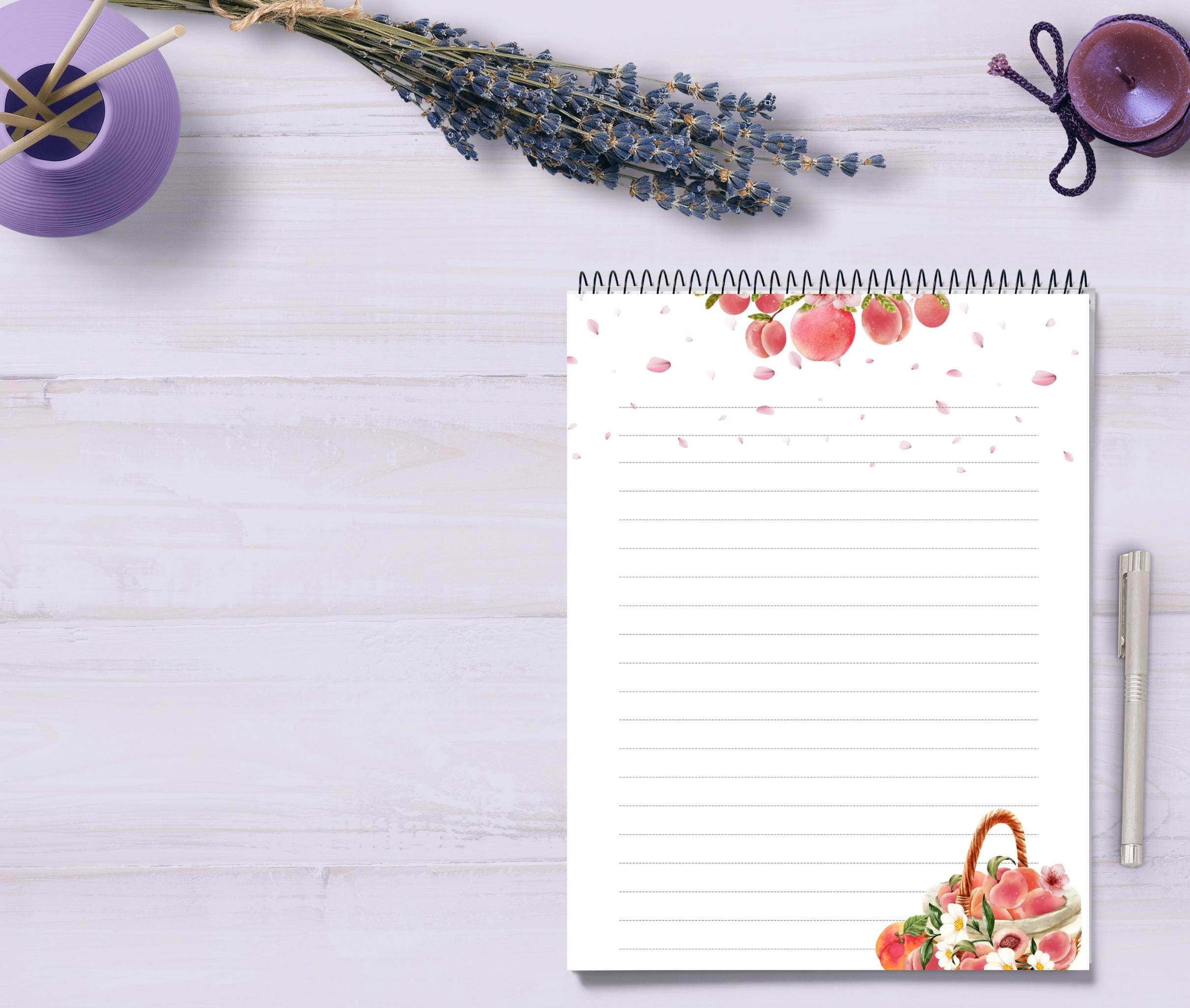 Peach Fruit Printable Stationery-fruit Writing Paper Set Unlined Lined ...
