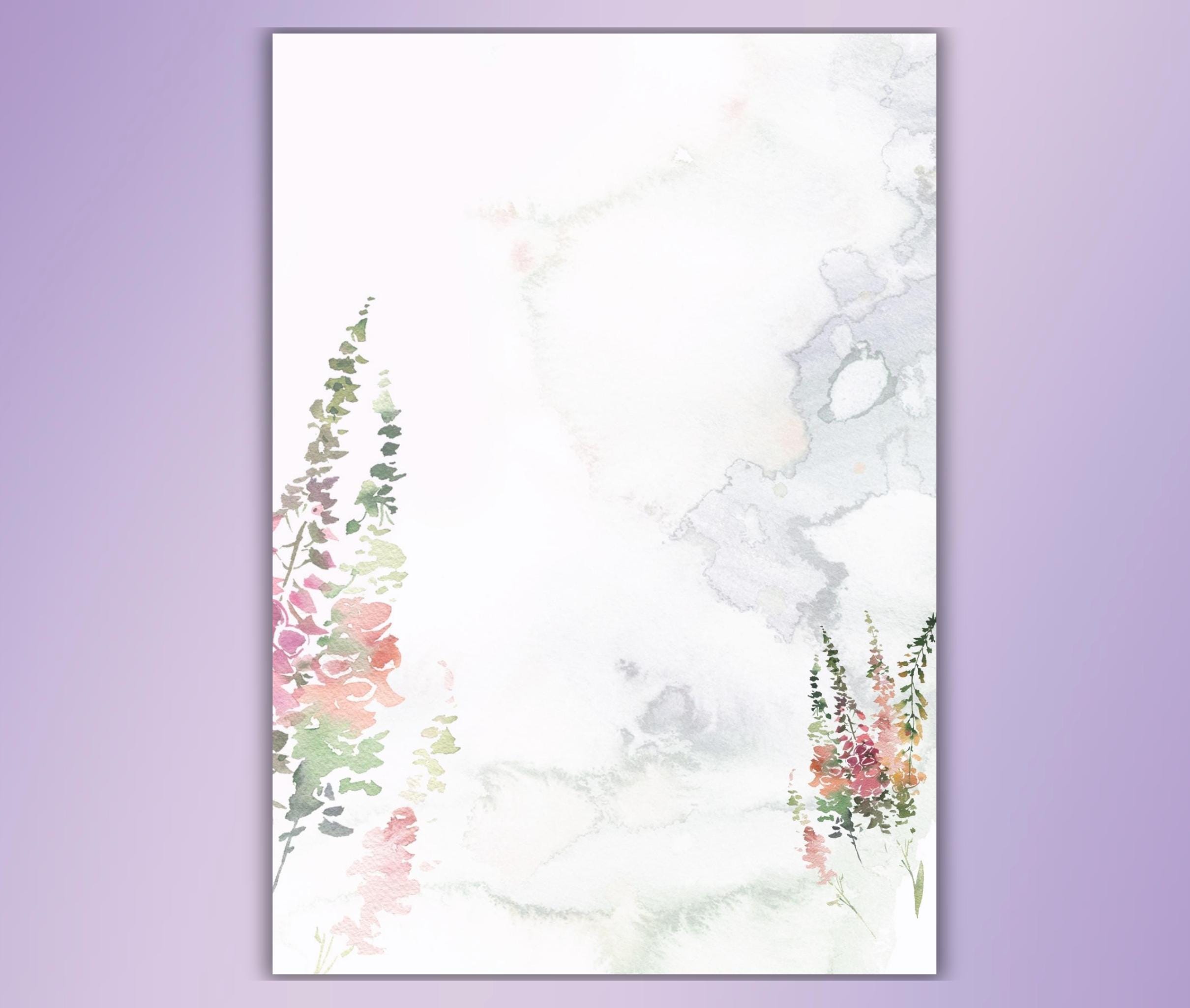 Watercolor Flower Printable Stationery Wildflower Stationary Floral ...