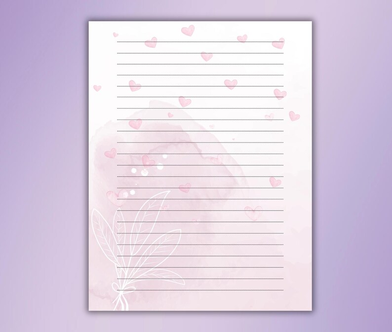 Heart Printable Stationery,digital Download,valentine's Day Printable ...