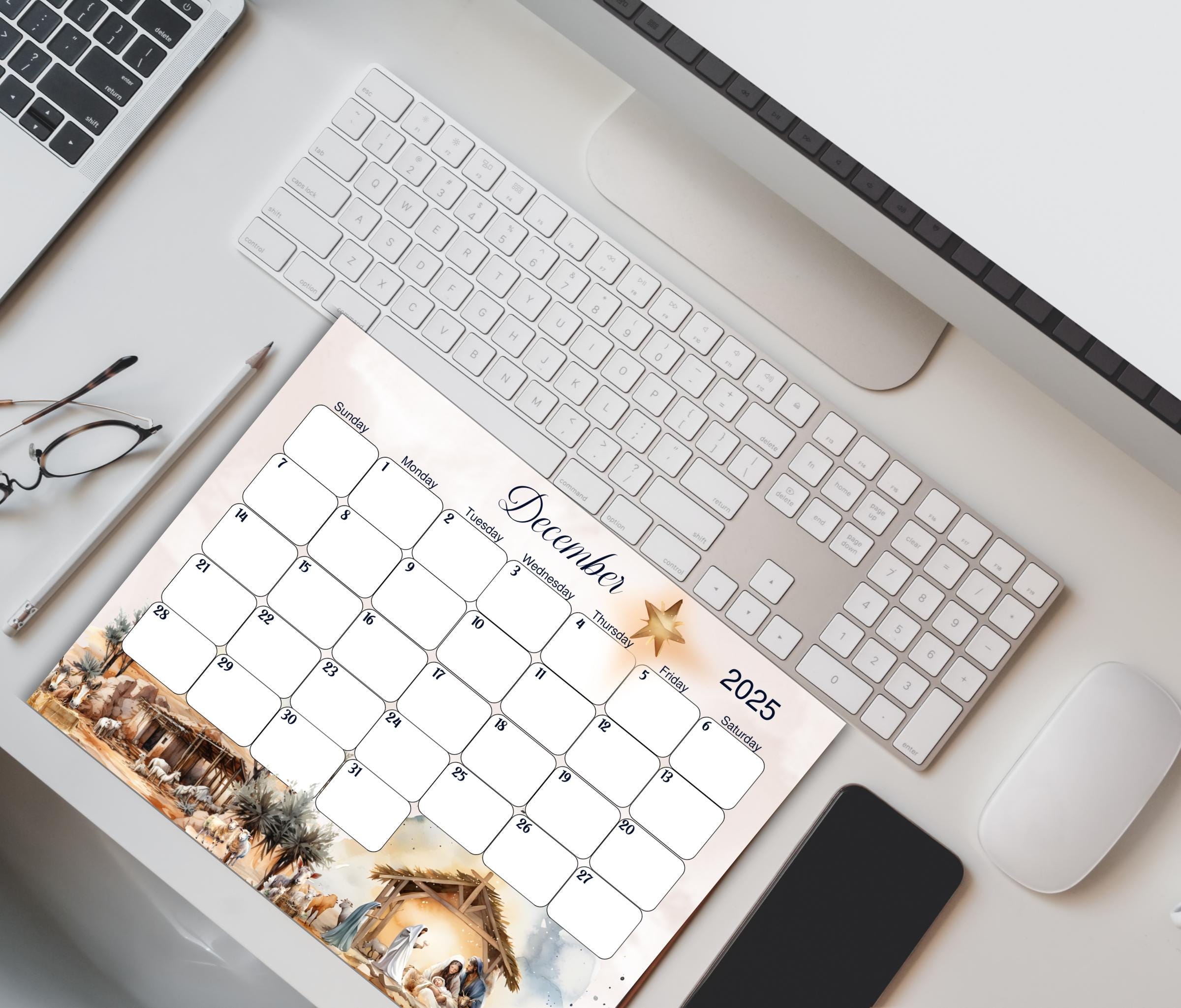 Nativity Religious Fillable Monthly Planner-christian Christmas ...