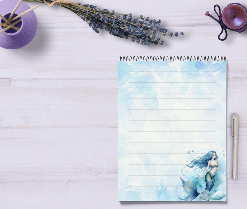 Watercolor Mermaid Printable Stationery-marine Writing Paper Set A4/A5 ...