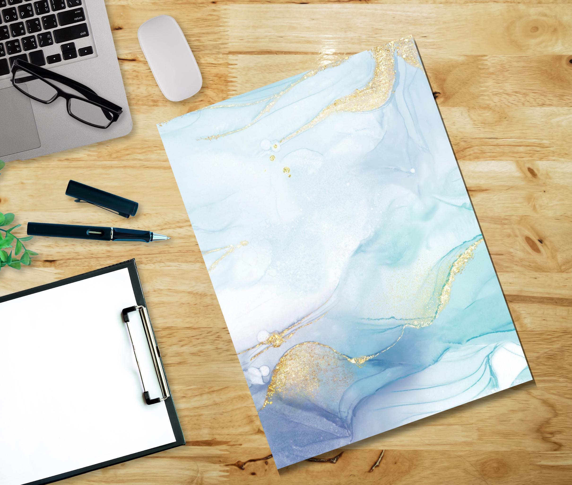 Blue Watercolor Printable Stationery-watercolor Writing Paper Set Lined ...