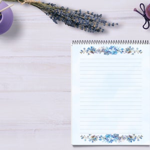 Blue Flower Printable Stationery-watercolor Flower Stationary-digital ...
