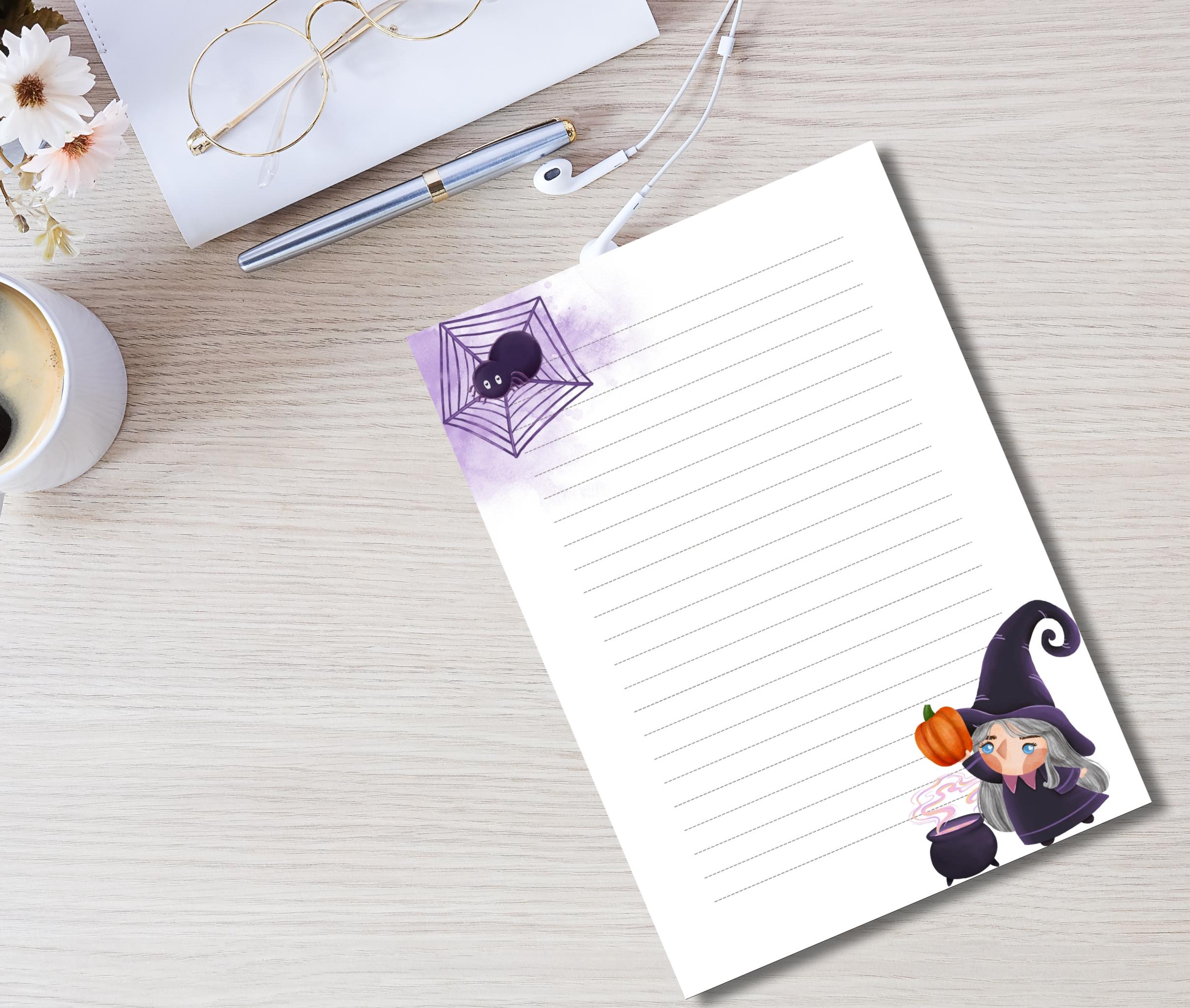 Cute Witch Writing Paper,halloween Pen Pal Supplies,printable ...