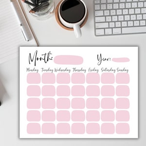 Open Calendar Landscape-blank Month Calendar-printable Editable ...