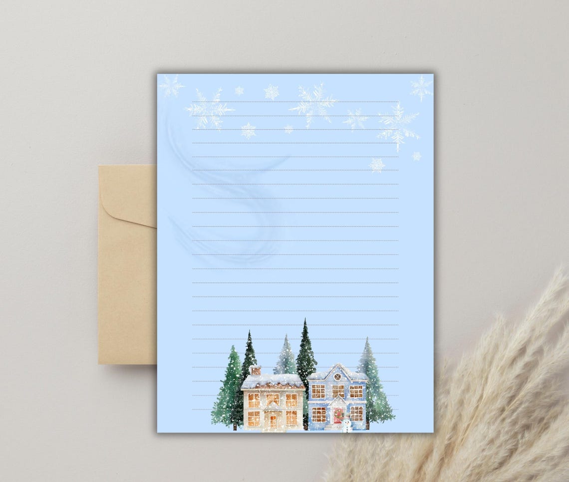 Christmas Printable Stationery, Holiday Templates,snowflakes Printable ...
