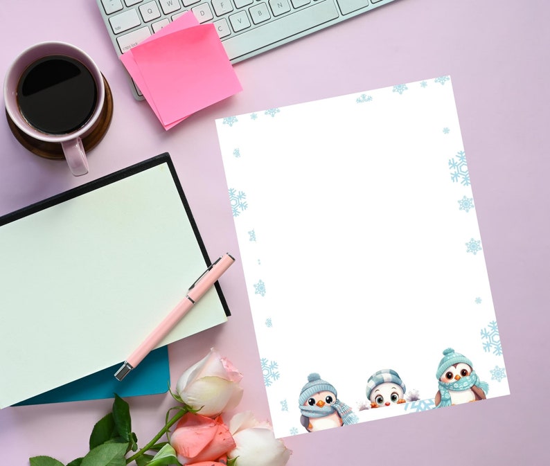 Cute Christmas Animals Printable Stationery-penguin Stationary-winter ...